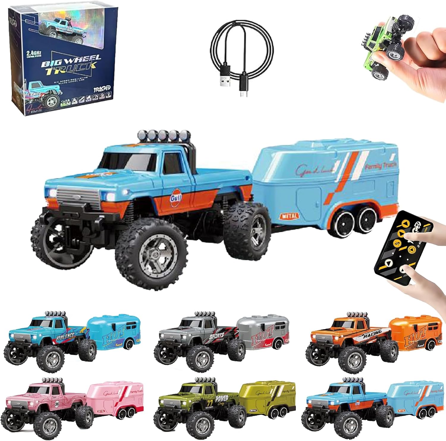 Mini RC Monster Truck，Rc Semi Truck with Trailer,Rc Truck and Trailer,1 ...