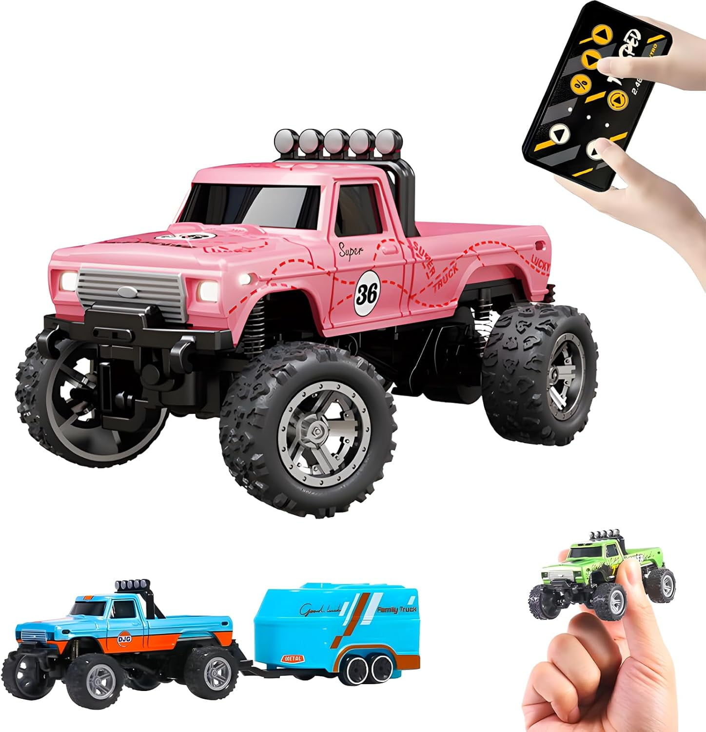 Mini RC Monster Truck, Remote Control Car, 1:64 Scale Monster Truck ...