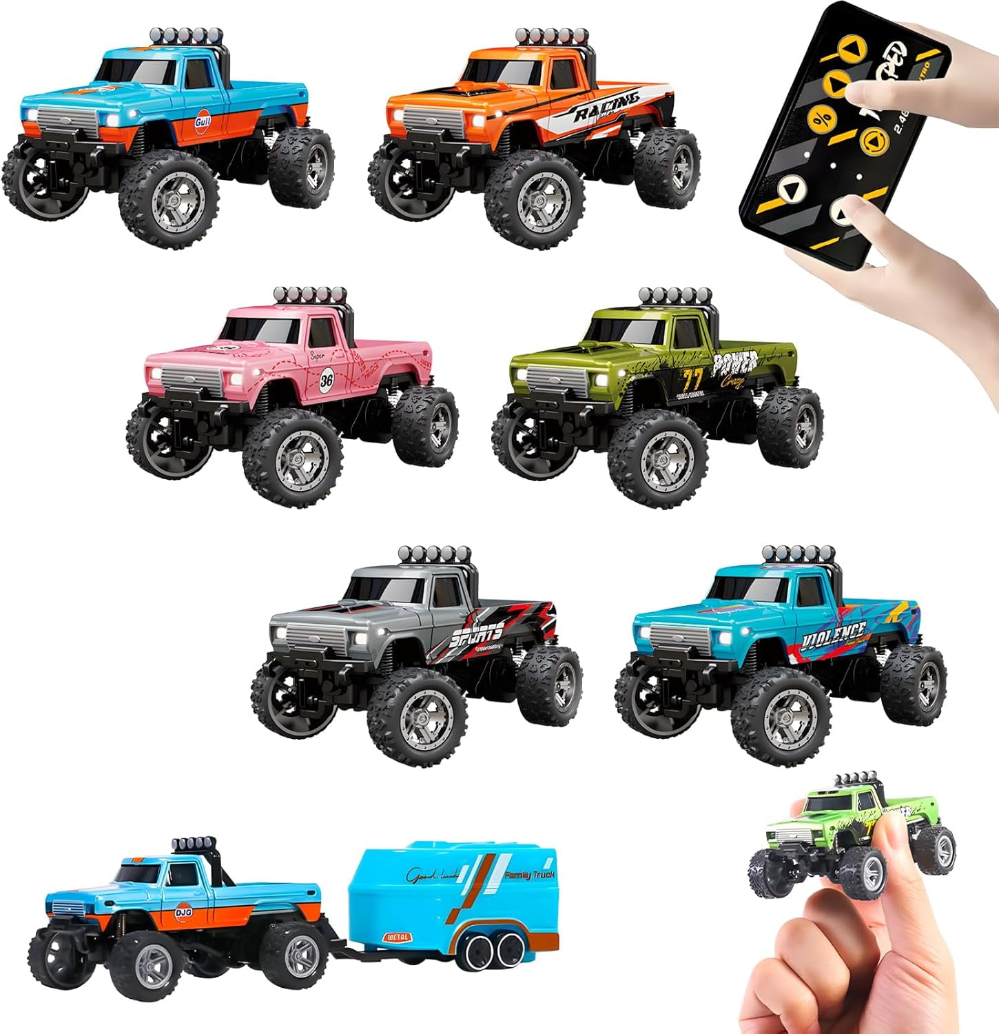 Mini RC Monster Truck, Remote Control Car, 1:64 Scale Monster Truck ...