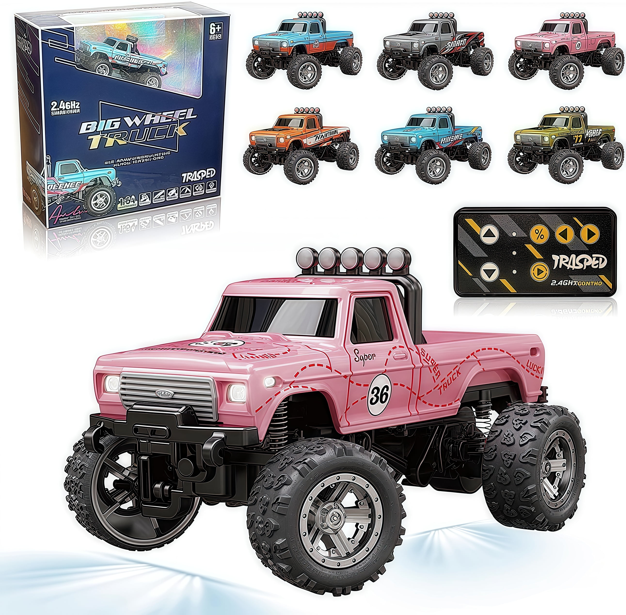 Mini RC Monster Truck, Remote Control Car, 1:64 Scale Monster Truck ...