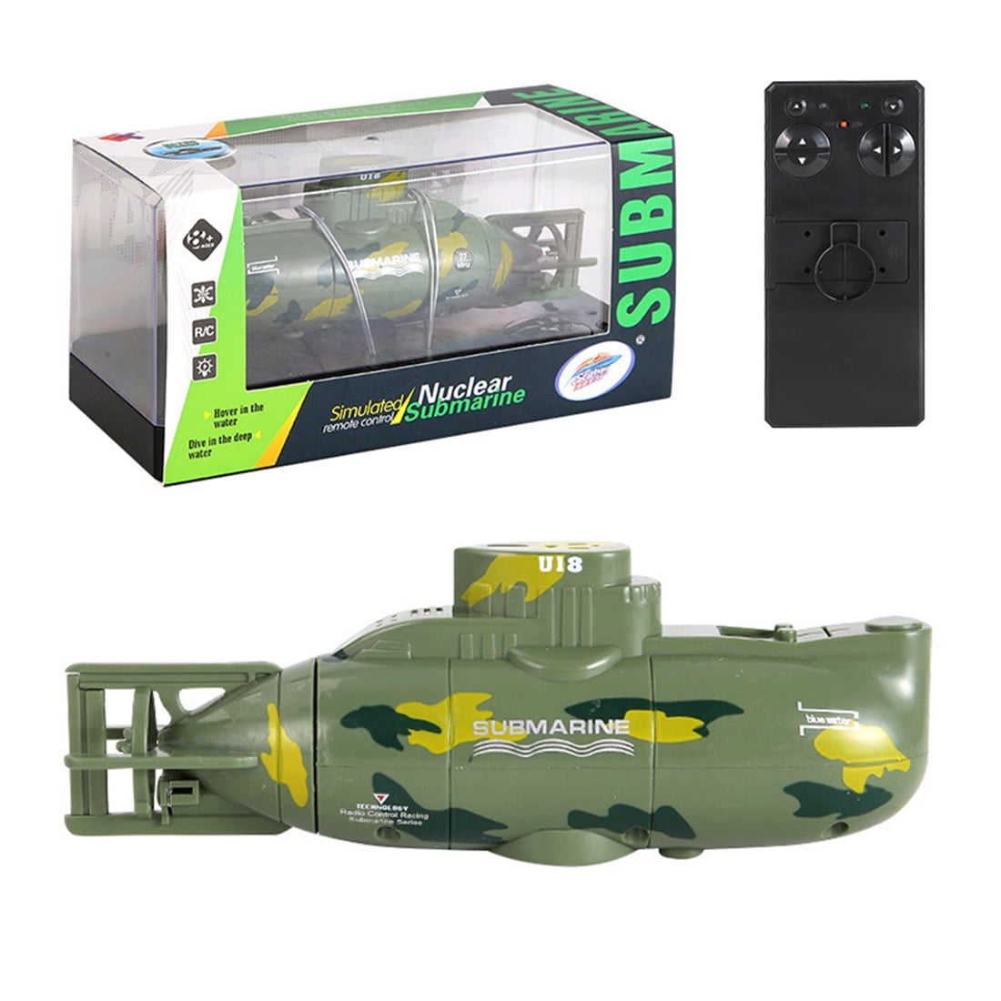 Mini RC Nuclear Submarine, 2.4GHz 6CH Remote Control Submarine with One ...