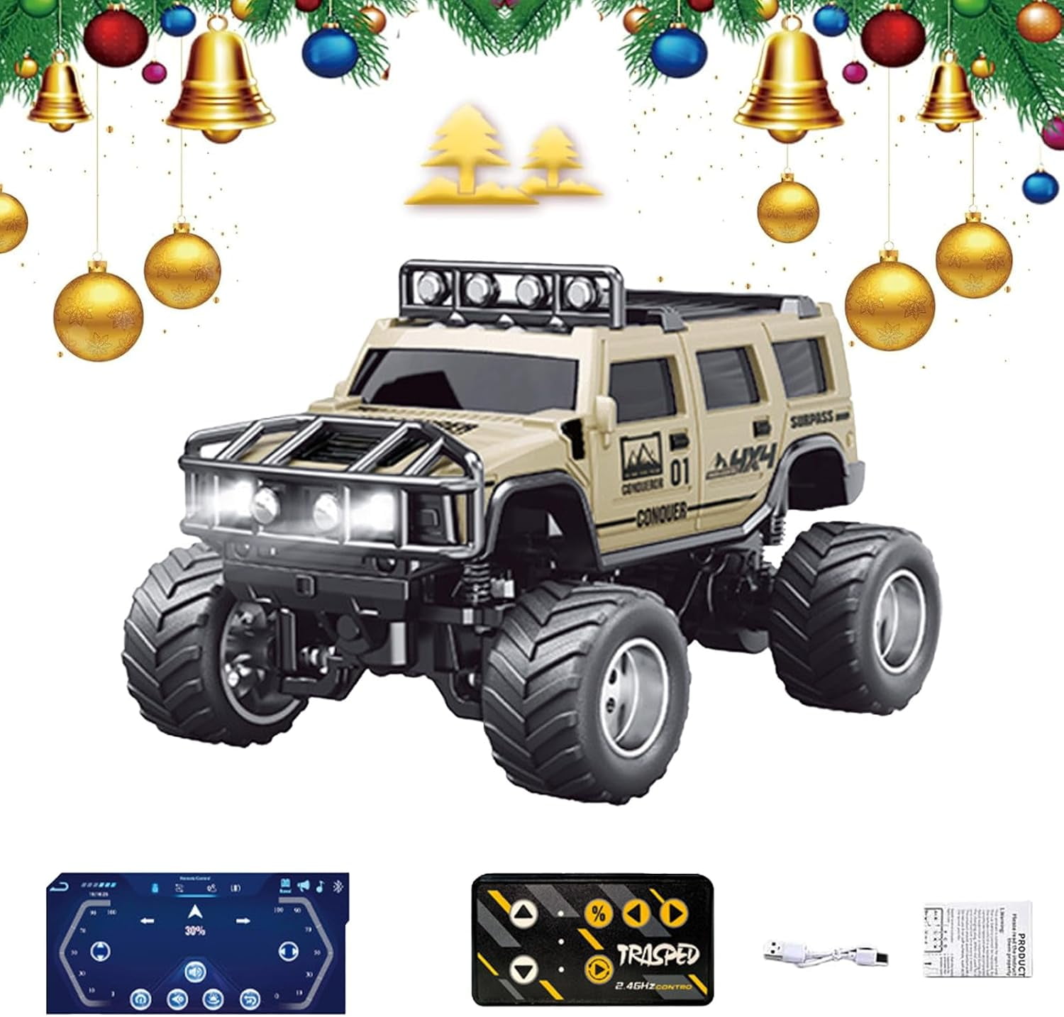 Mini RC Off-Road Truck with 2.4GHz Remote and App Control, 1:64 Scale ...