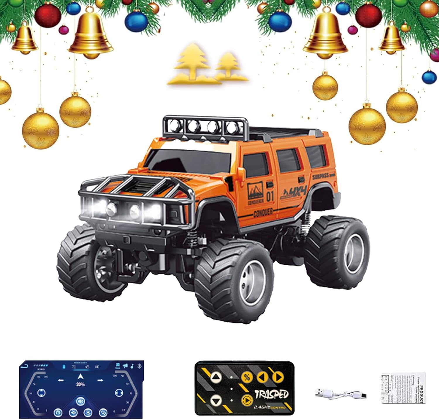 Mini RC Off-Road Truck with 2.4GHz Remote and App Control, 1:64 Scale ...