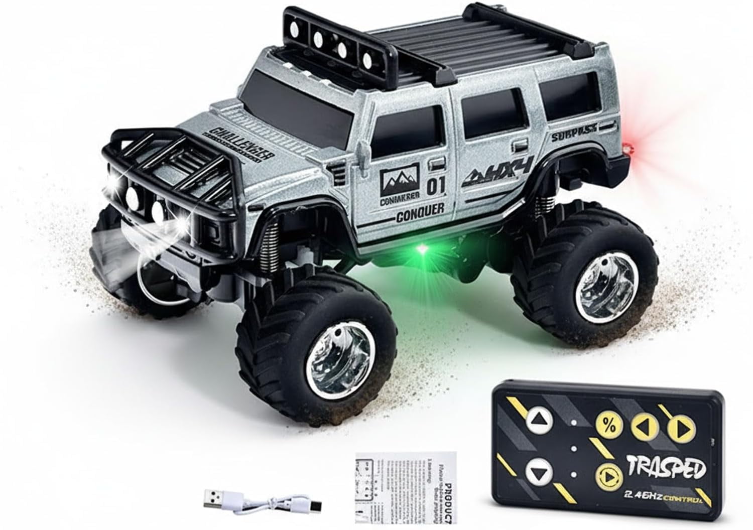 Mini RC Off-Road Truck with Lights, Rechargeable All Terrain RC Truck ...