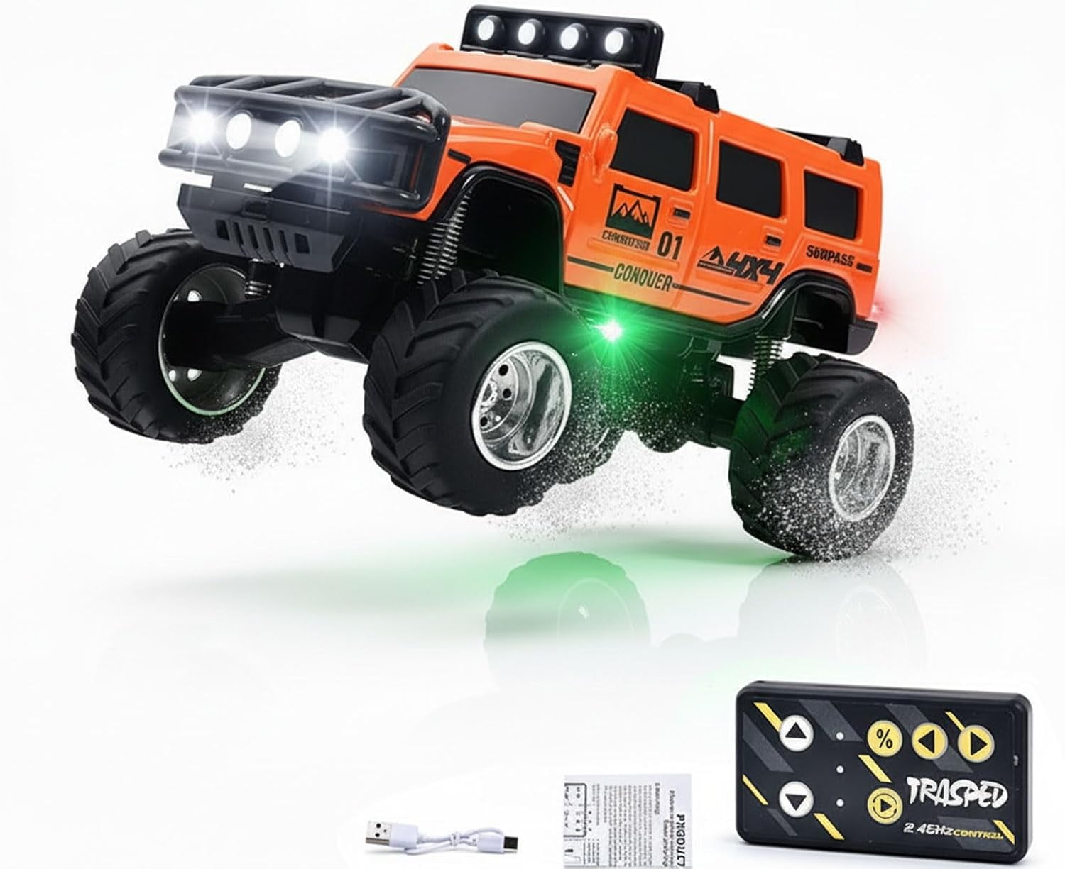 Mini RC Off-Road Truck with Lights, Rechargeable All Terrain RC Truck ...