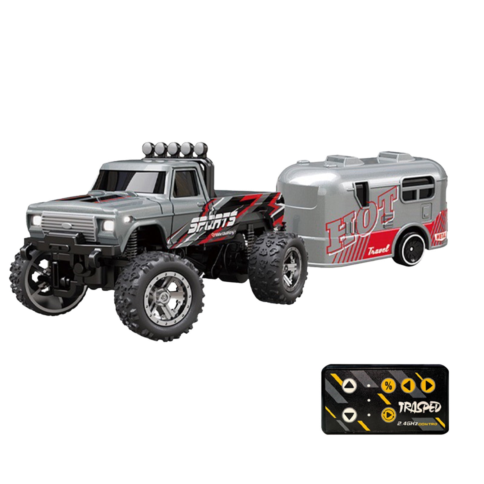 Mini RC Truck with Trailer | 1:64 Alloy Scale Remote Control Semi Truck ...