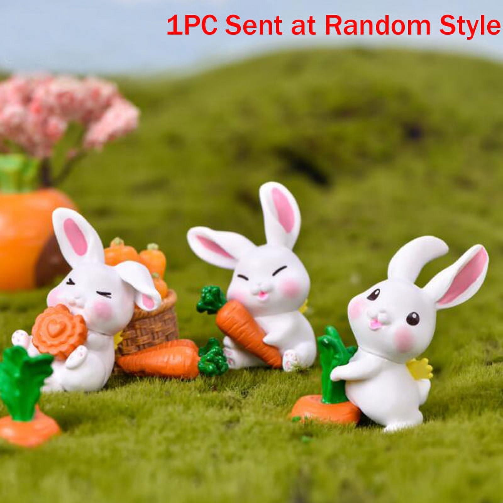 Mini Rabbit Figurine Fairy Garden Ornament Decor Pot Craft Dollhouse ...