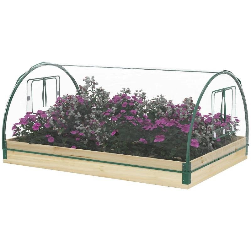 Mini Raised Garden Bed Planter Box Greenhouse Combo with Clear PVC ...