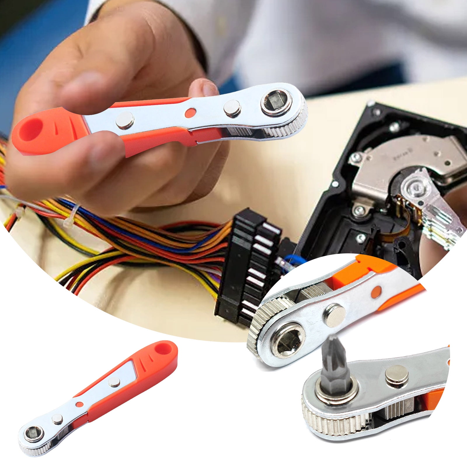 Mini Ratchet Wrench, 1/4" Magnetic 90 Degree Screwdriver, Low Profile ...