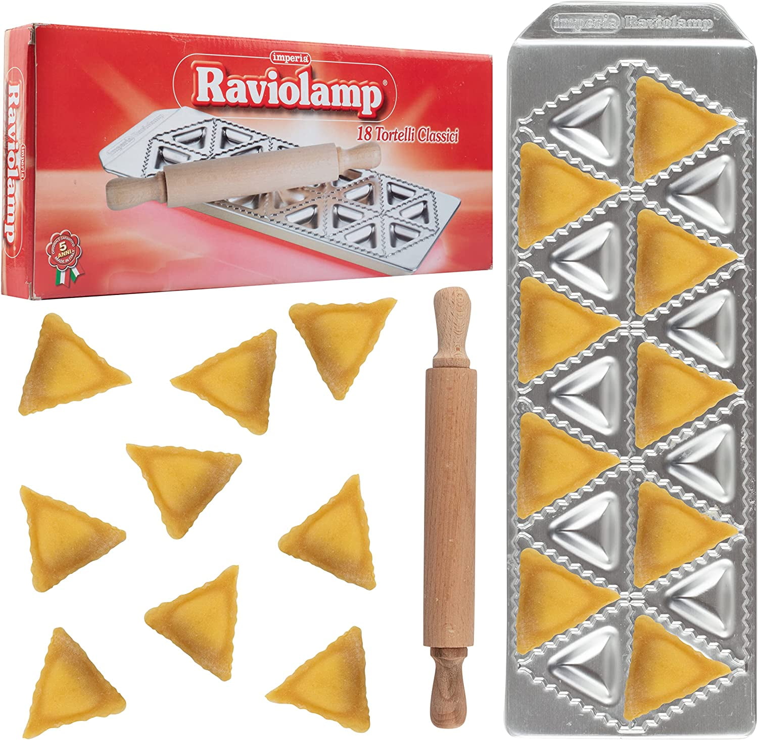 Mini Ravioli Tray with Wooden Roller By Imperia - Italian Stainless ...