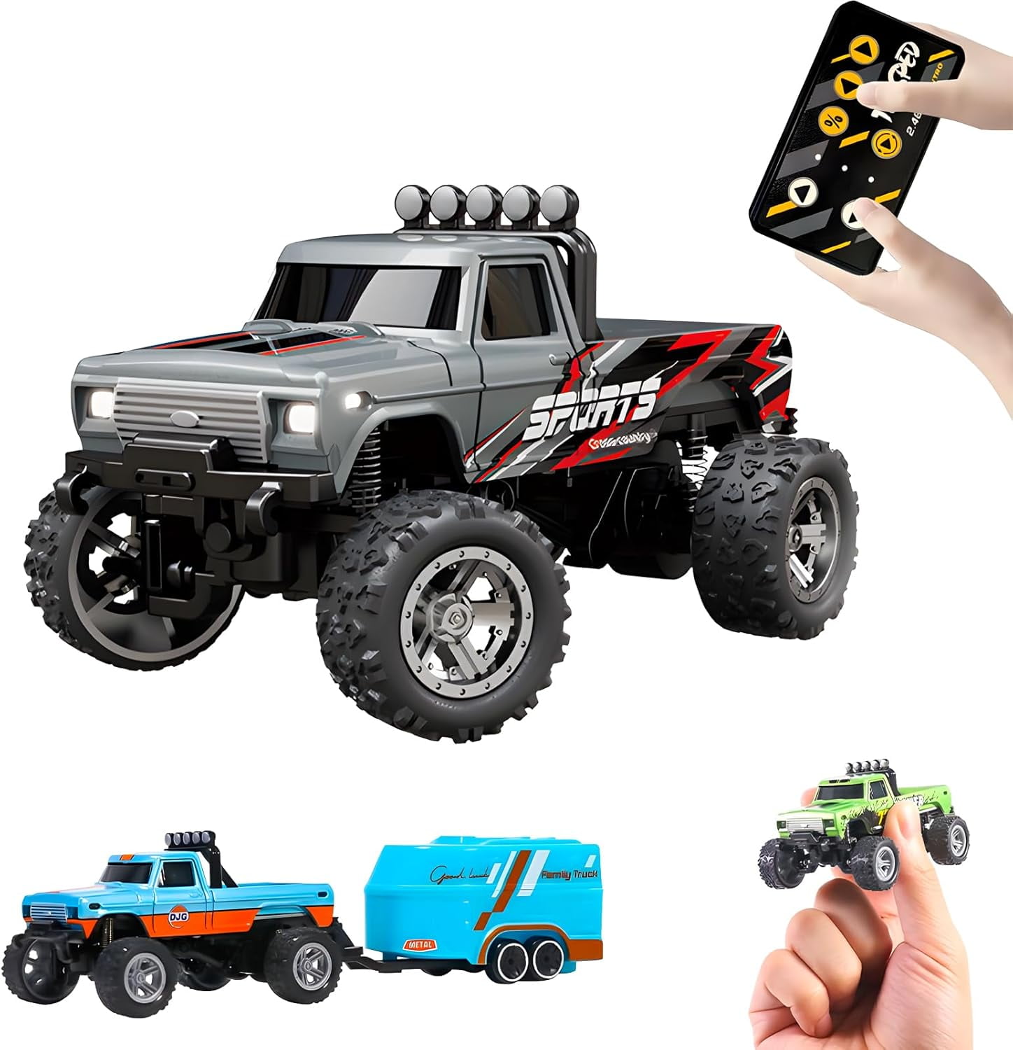 Mini Rc Monster Truck, 1:64 Scale Monster Truck Remote Control Car with ...