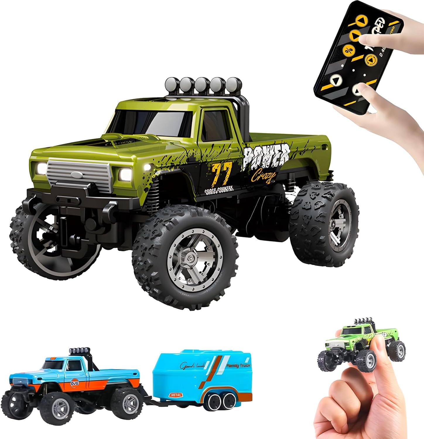 Mini Rc Monster Truck, 1:64 Scale Monster Truck Remote Control Car with ...