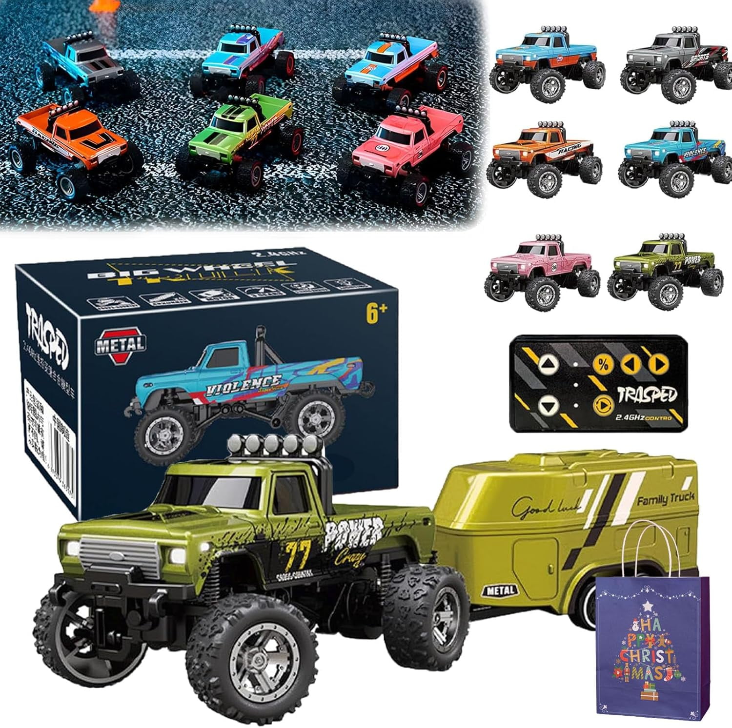 Mini Rc Monster Truck, 1/64 Scale Monster Truck Remote Control Car with ...