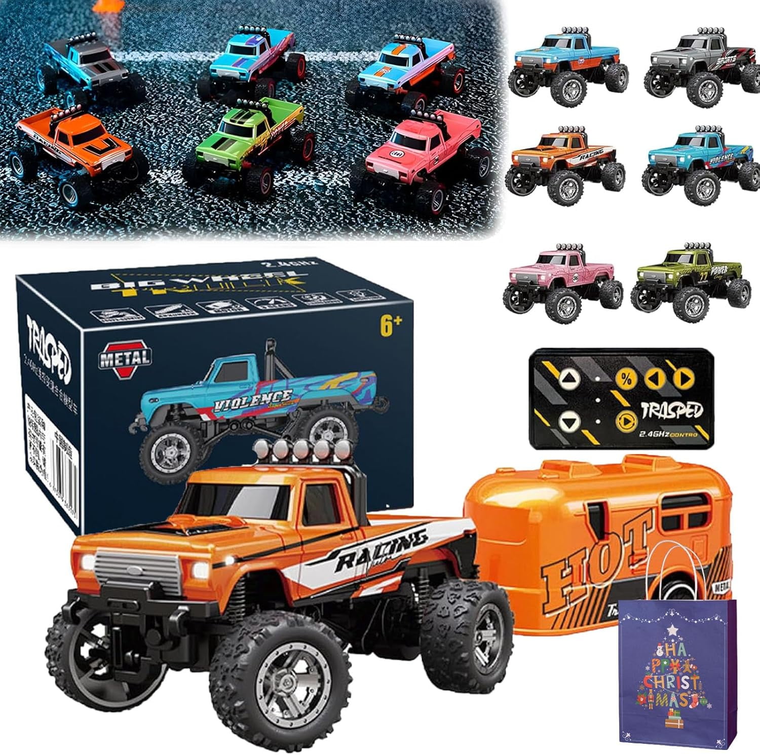 Mini Rc Monster Truck, 1/64 Scale Monster Truck Remote Control Car with ...