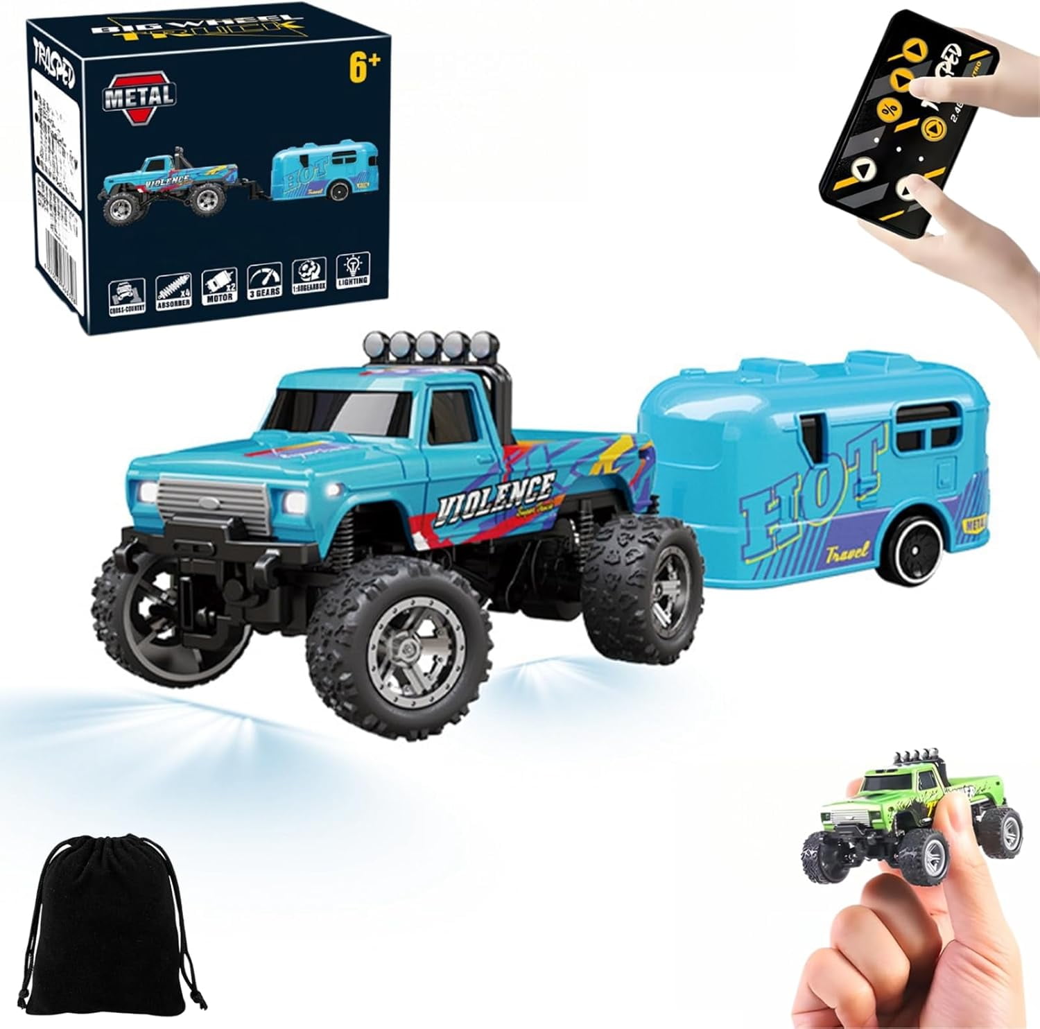 Clearance, Mini Rc Monster Truck, 1/64 Scale Monster Truck Remote ...