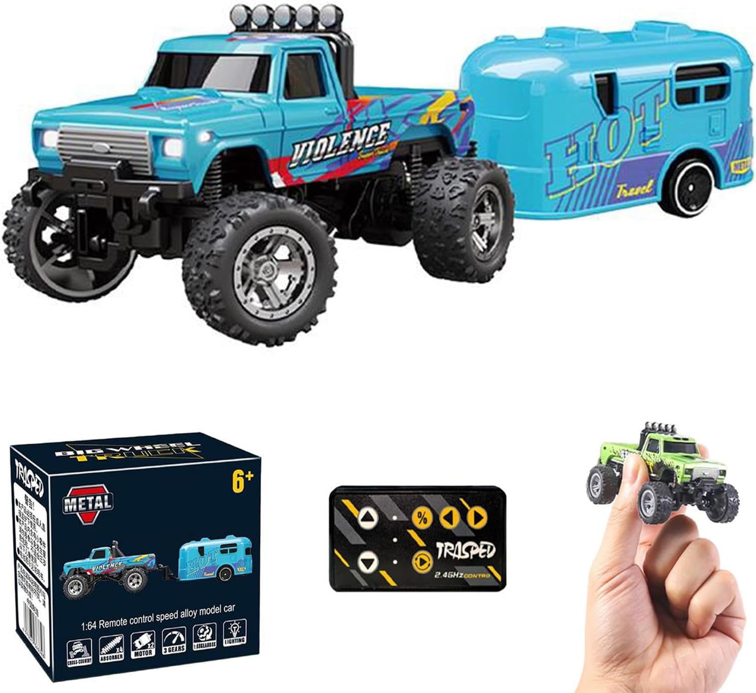 Mini Rc Monster Truck, Monster Truck Remote Control Car, Rechargeable ...