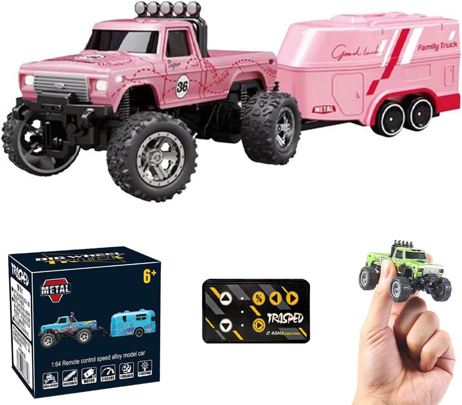 Mini Rc Monster Truck, Monster Truck Remote Control Car, Rechargeable ...