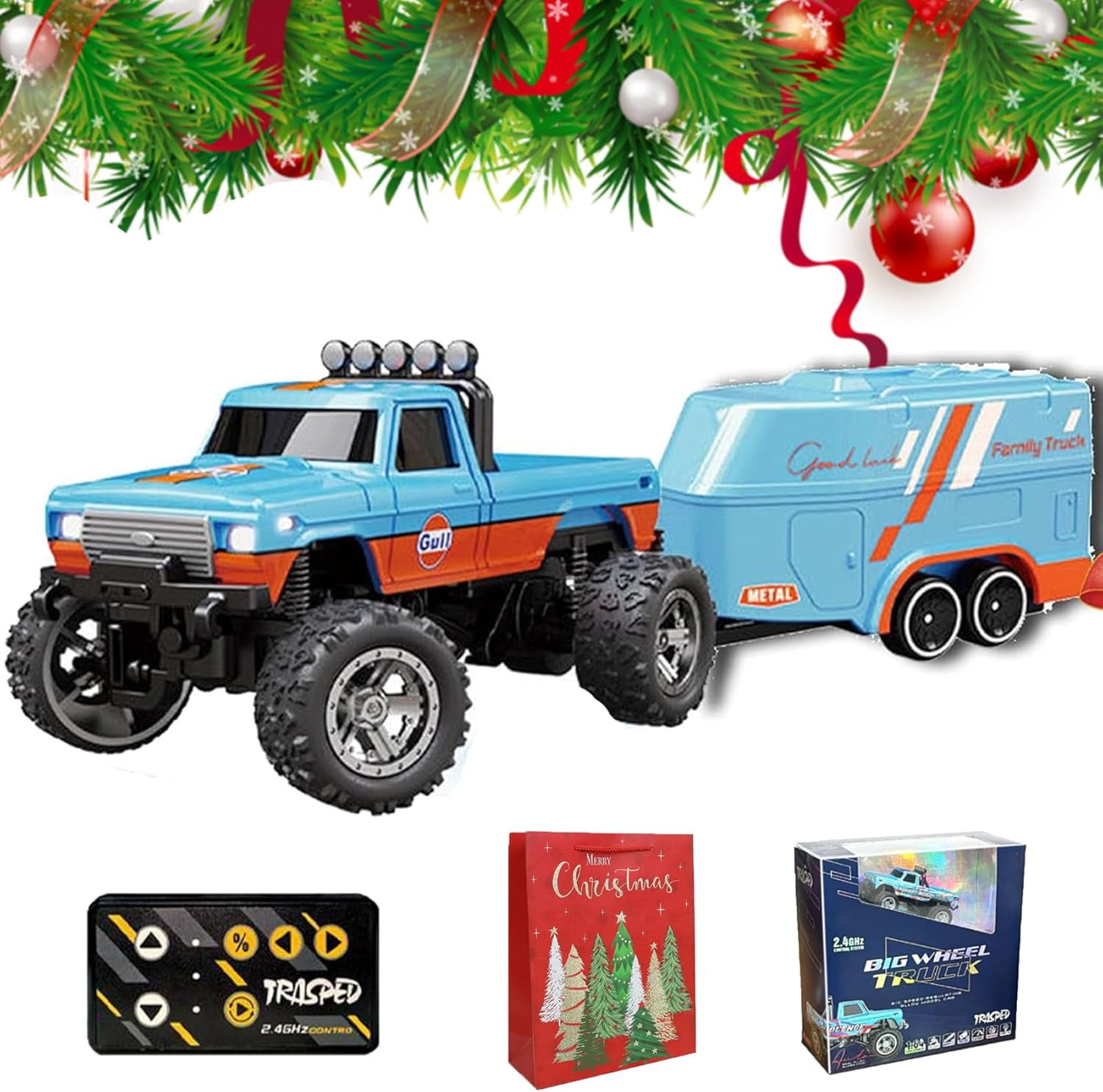 Mini Rc Monster Truck, Rc Semi Truck with Trailer, 1:64 Scale Monster ...