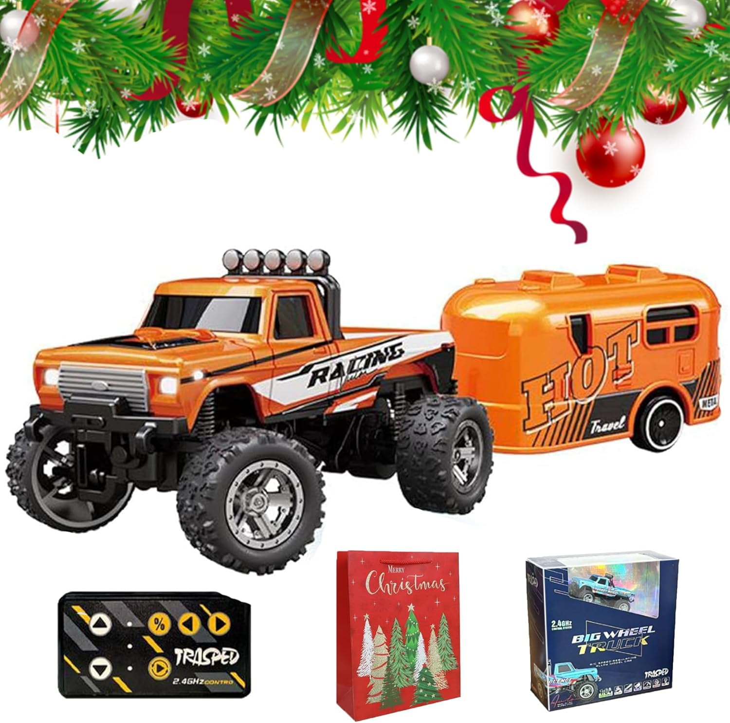 Mini Rc Monster Truck, Rc Semi Truck with Trailer, 1:64 Scale Monster ...