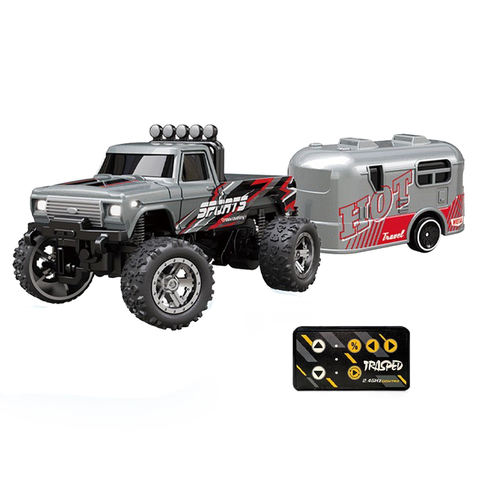 Mini Rc Monster Truck, Monster Truck RC Car with Led, 1/64 Alloy Rc Big ...