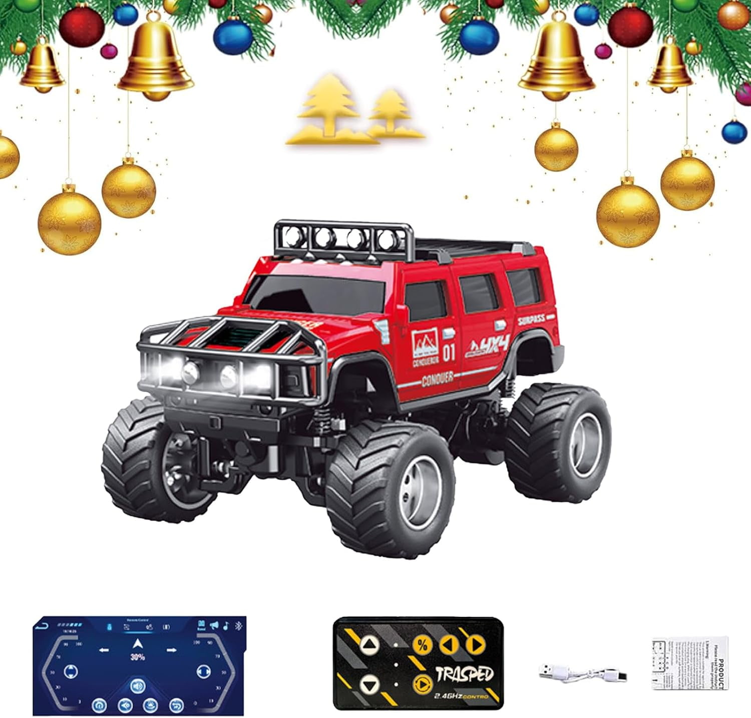 Mini Rc Off-Road Truck, 1:64 Scale 2.4GHz Remote Control Car with 4WD ...