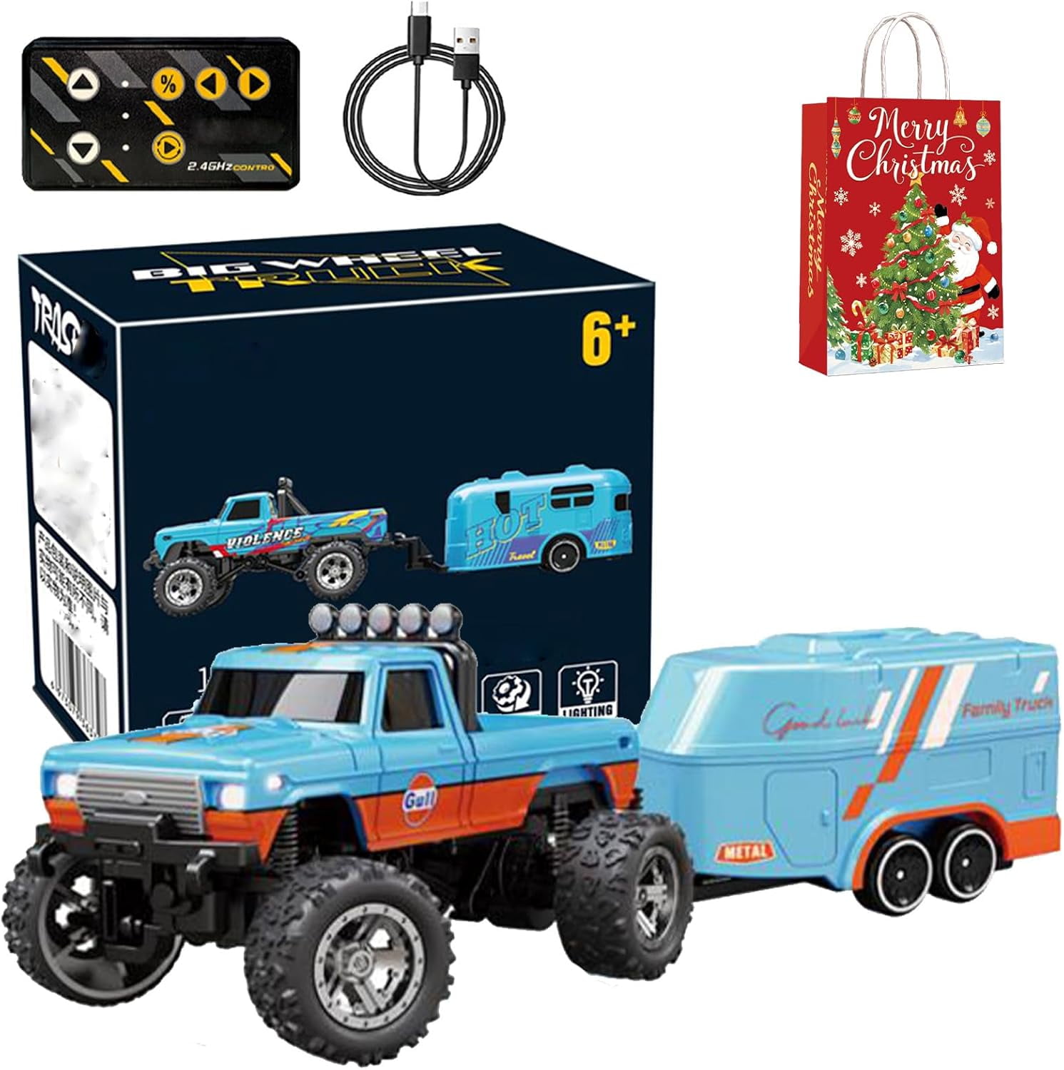 Mini Rc Off-Road Truck with Lights, 1:64 Mini Rc Monster Truck, 2.4ghz ...