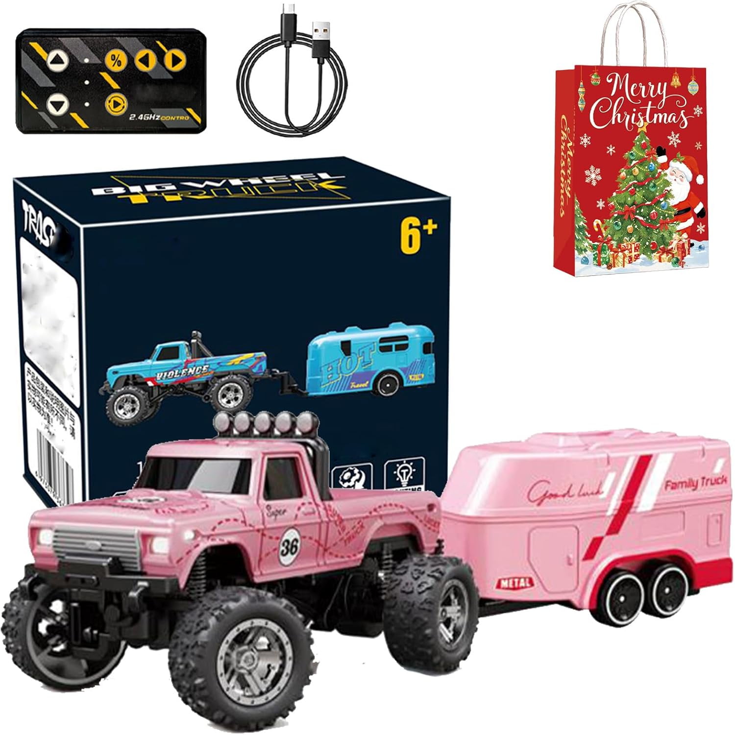 Mini Rc Off-Road Truck with Lights, 1:64 Mini Rc Monster Truck, 2.4ghz ...
