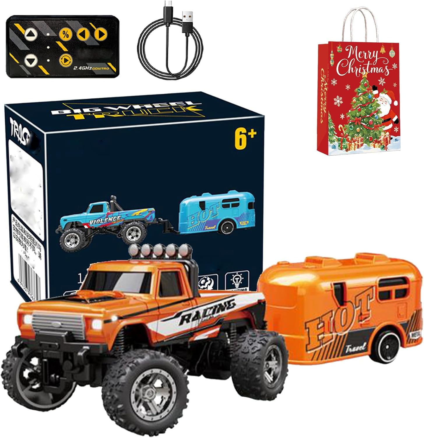 Mini Rc Off-Road Truck with Lights, 1:64 Mini Rc Monster Truck, 2.4ghz ...