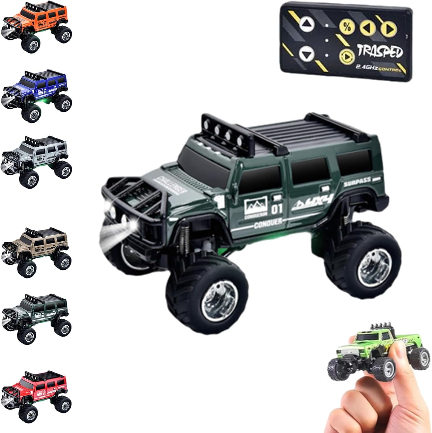 Mini Rc Off-Road Truck with Lights, 1:64 Scale Mini Rc Monster Trucks ...