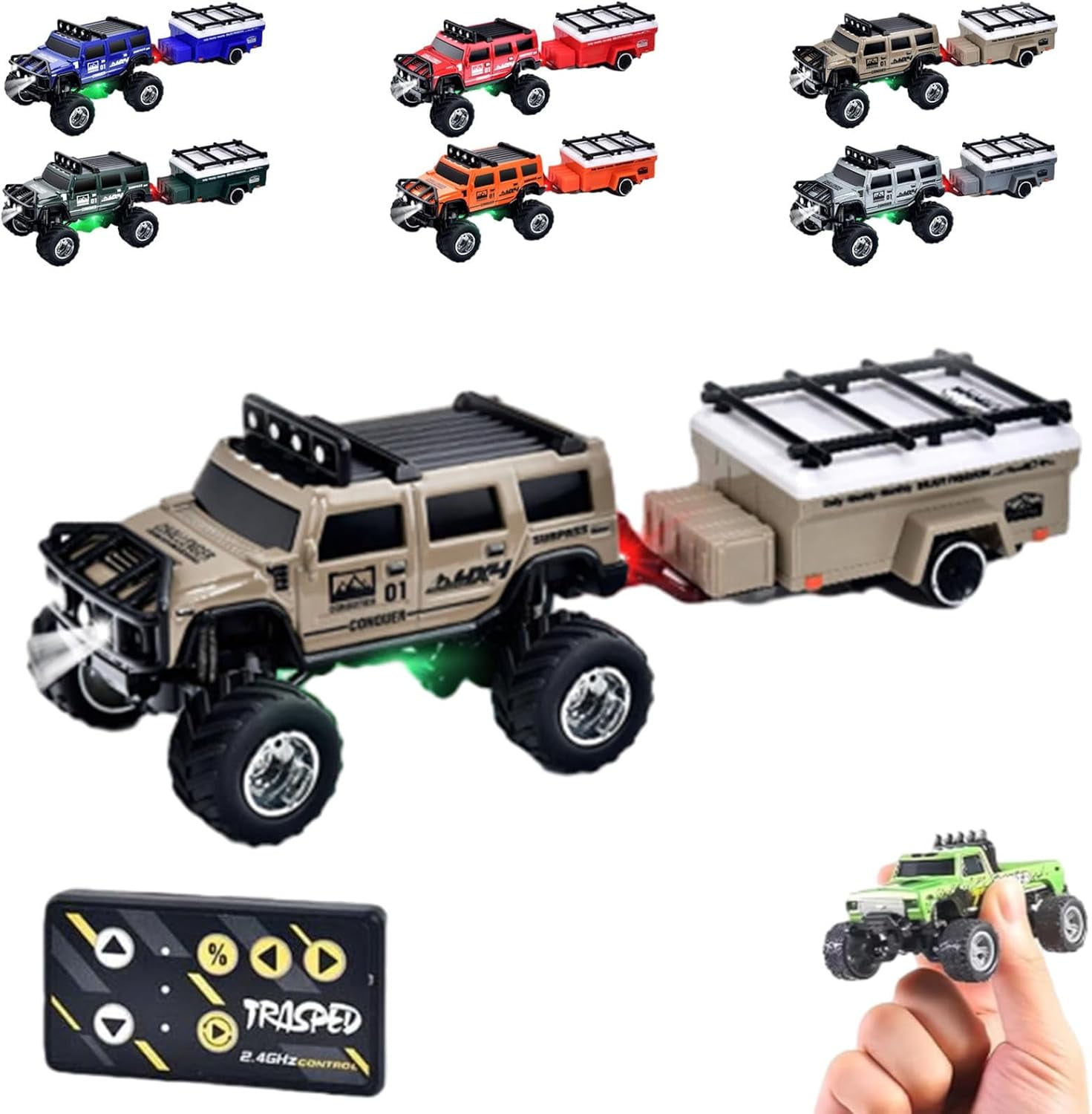 Mini Rc Off-Road Truck with Lights, 1:64 Scale Mini Rc Monster Trucks ...