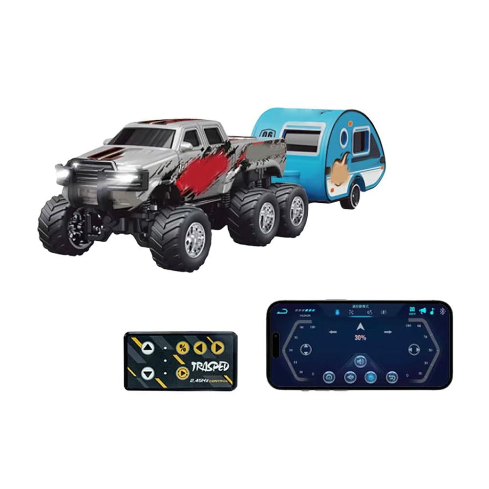Mini Rc Truck,1/64 Scale Mini Remote Control Truck with Trailer, 2.4Ghz ...