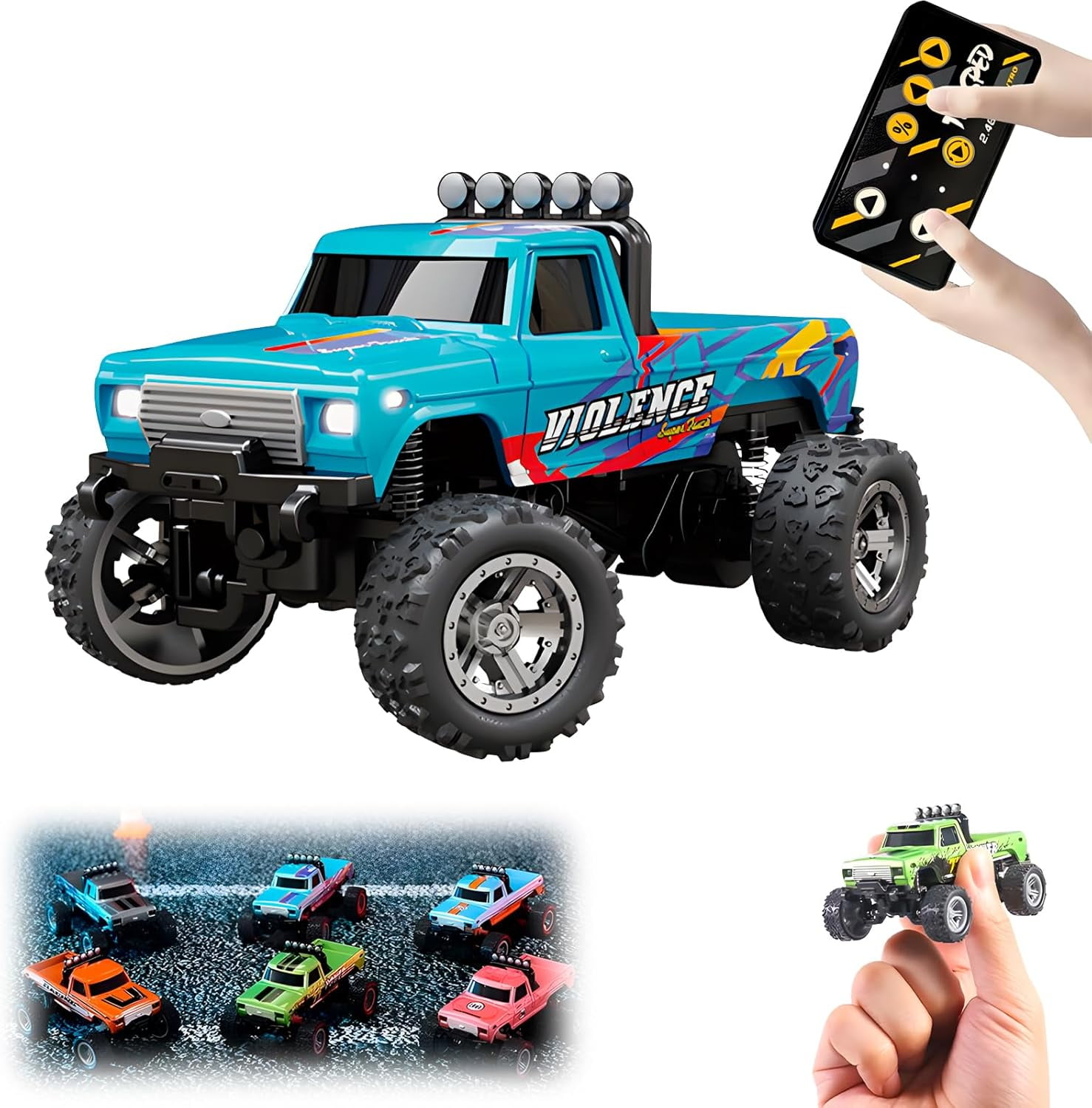 Mini Rc Truck, Mini Rc Monster Truck, 1:64 Scale Alloy, 2.4 Ghz Rc Semi ...