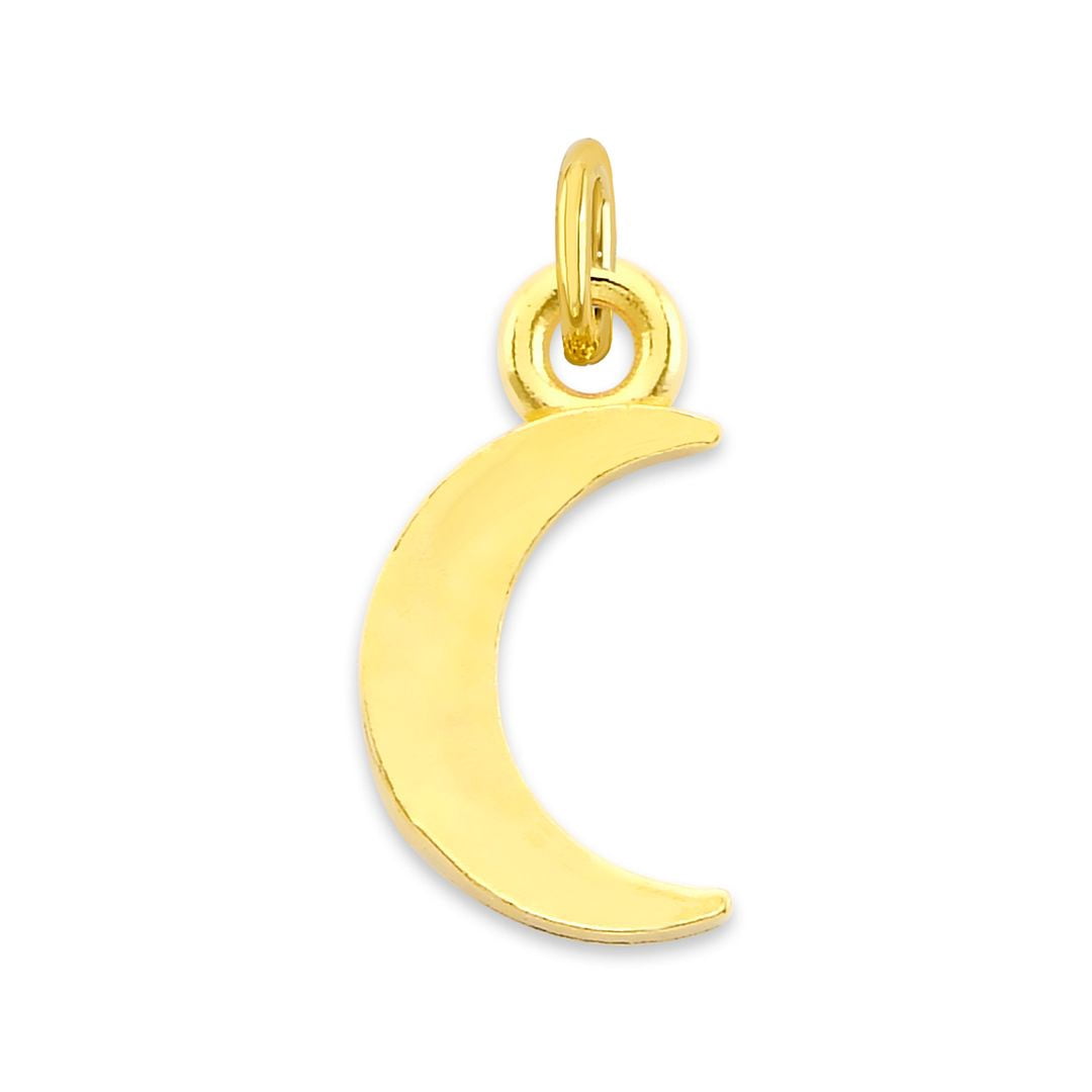 Mini Real Solid Gold Moon Charm Available in 10k or 14k Gold, Micro ...