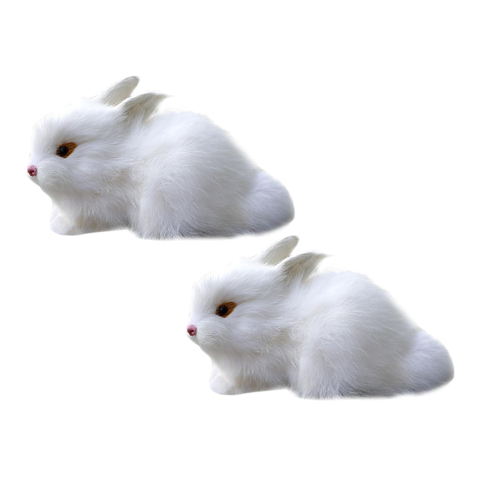 Mini Realistic Plush Rabbits Figurines Cute Easter Bunnies Doll Farm ...