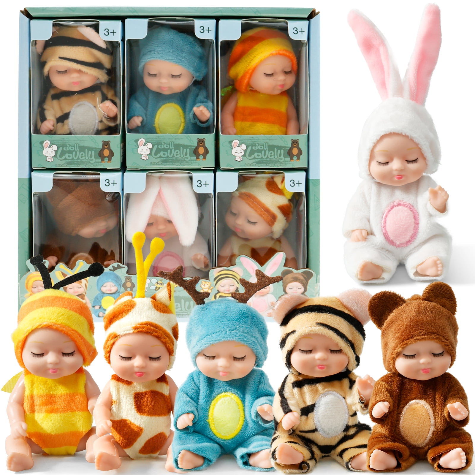 Mini Reborn Dolls 6 Pcs Sleeping Rebirth Dolls with Clothes, Miniature ...