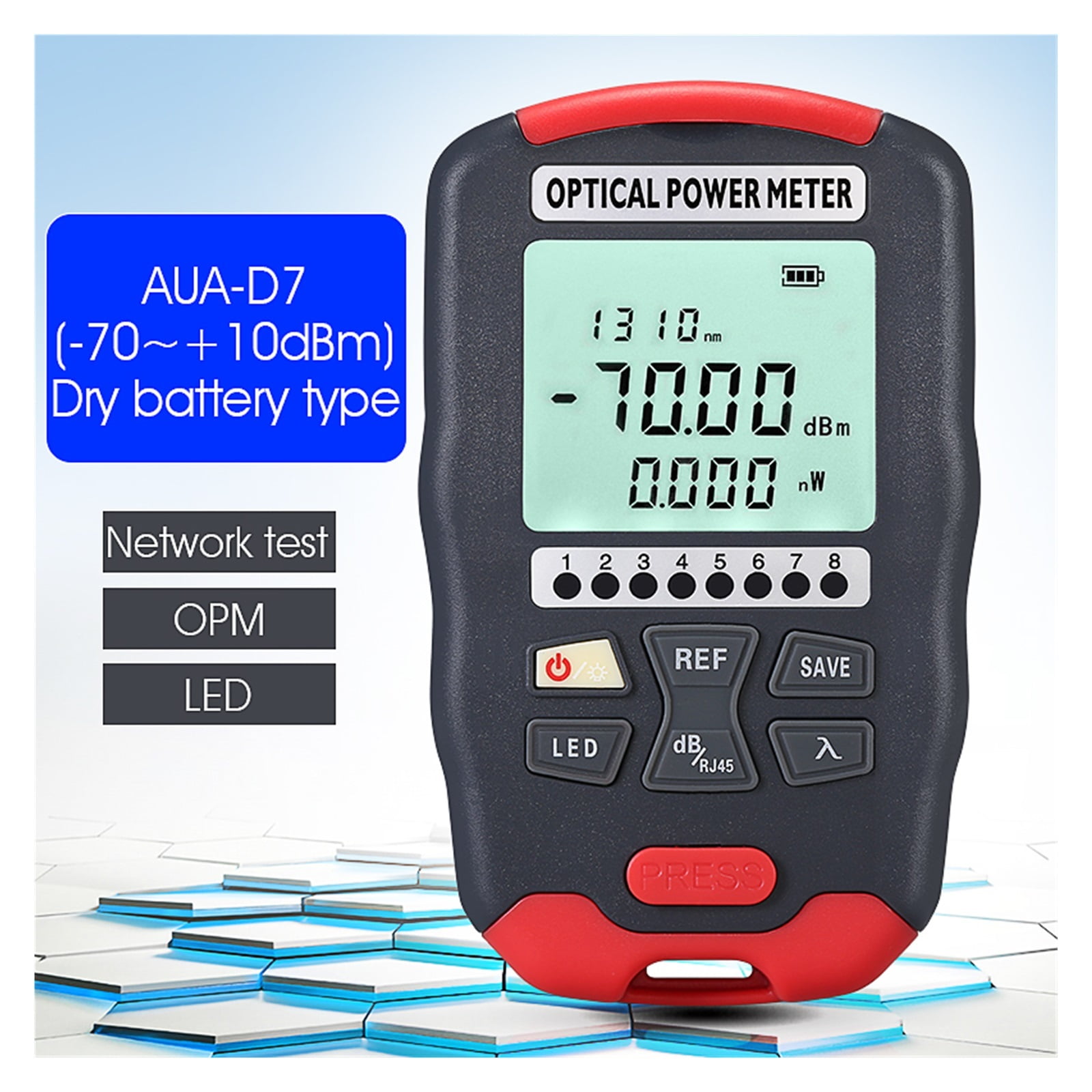 Mini Rechargeable Optical Power Meter, AUA-D7/D5/DC7/DC5 OPM Fiber ...