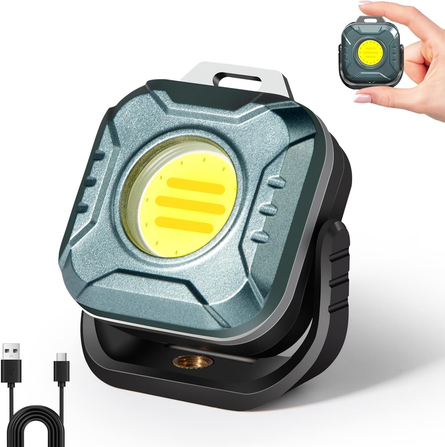 Mini Rechargeable Work Light - Keychain Flashlight 1200mAh 500 Lumens ...