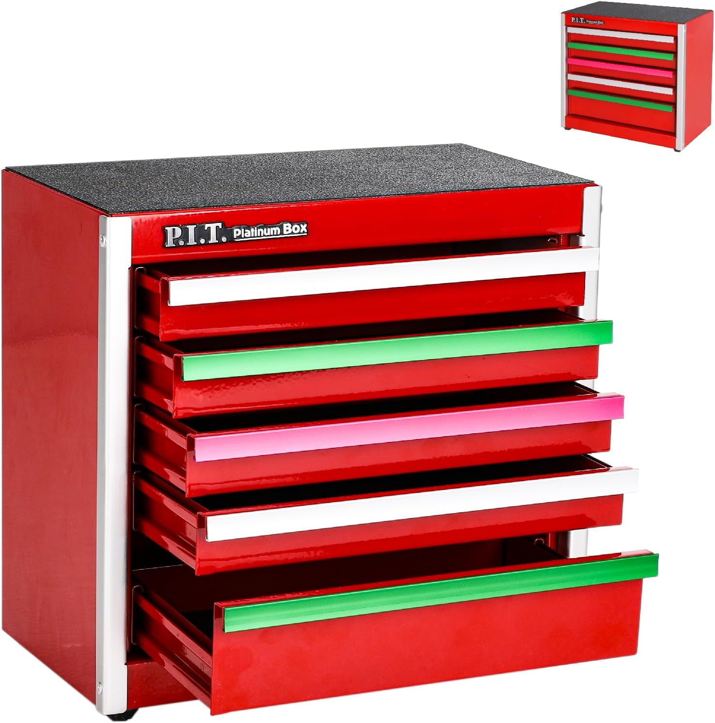 Mini Red Tool Box, Portable 3 Colorful Drawer Steel Tool Box with ...