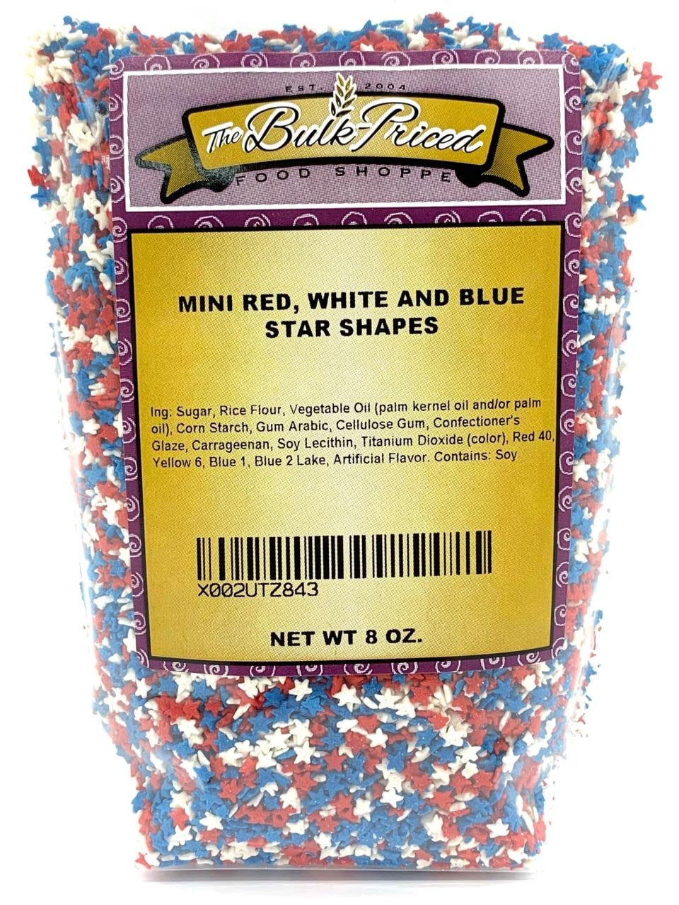 Mini Red, White and JKF25 Blue Star Sprinkles, Bulk Size (8 OZ ...