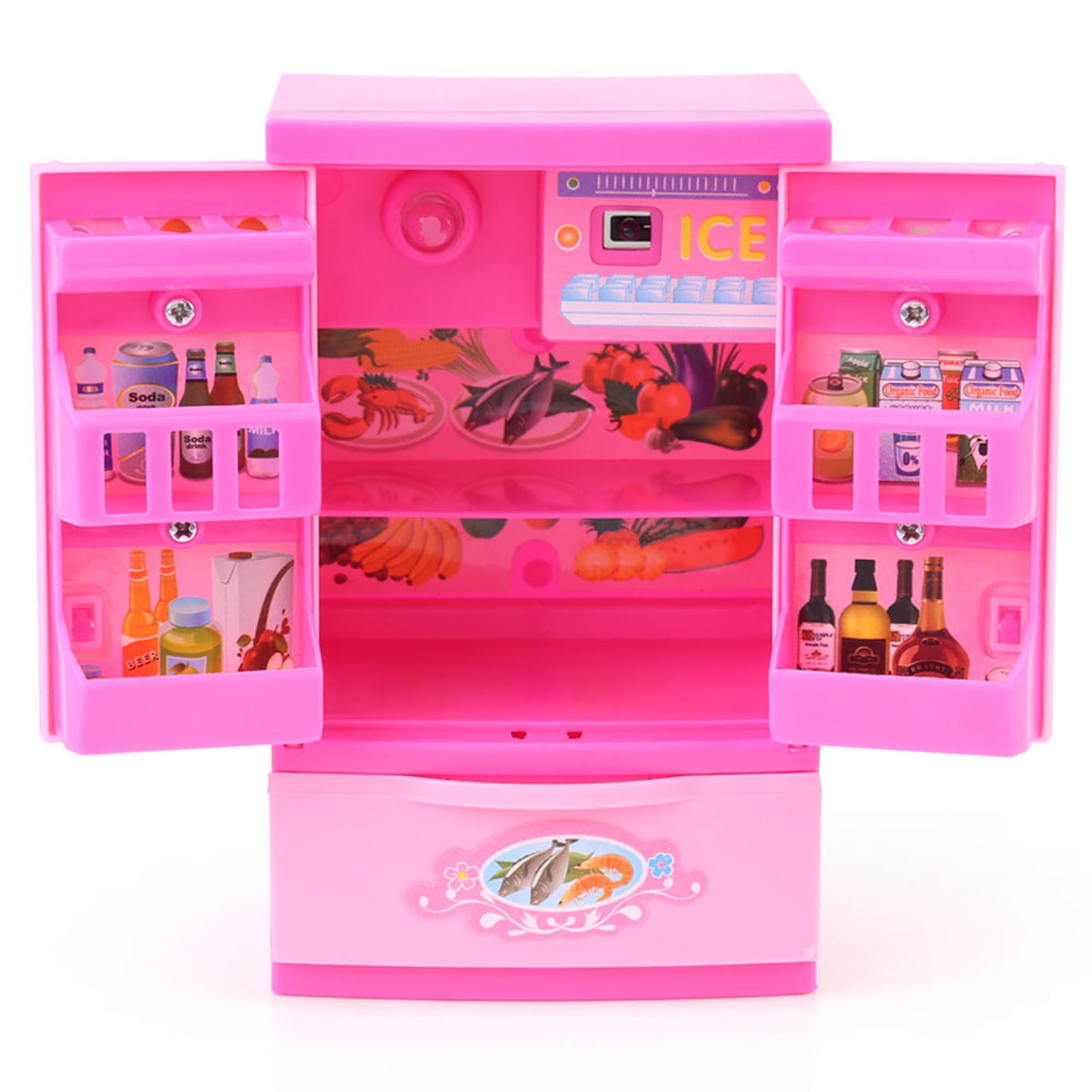 Mini Refrigerator Toy, Rose Red, Educational Role Play Home Appliance ...