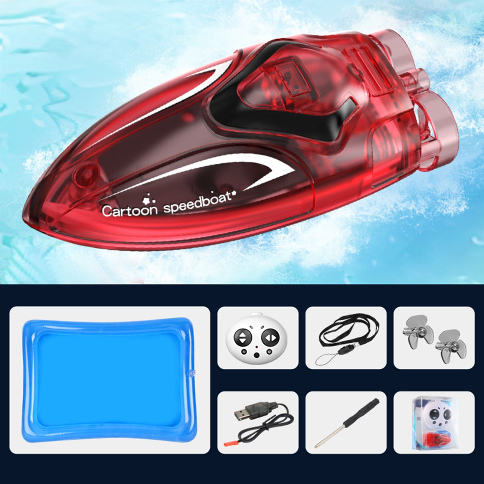 Mini Remote Control Boat with Stunt Rolls - 2.4GHz Fast-Charging RC ...