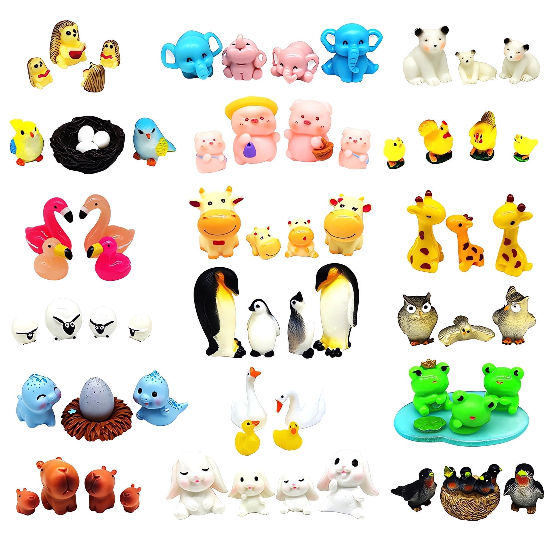 Mini Resin Animals Figures Variety Pack, Tiny Plastic Animals Small ...