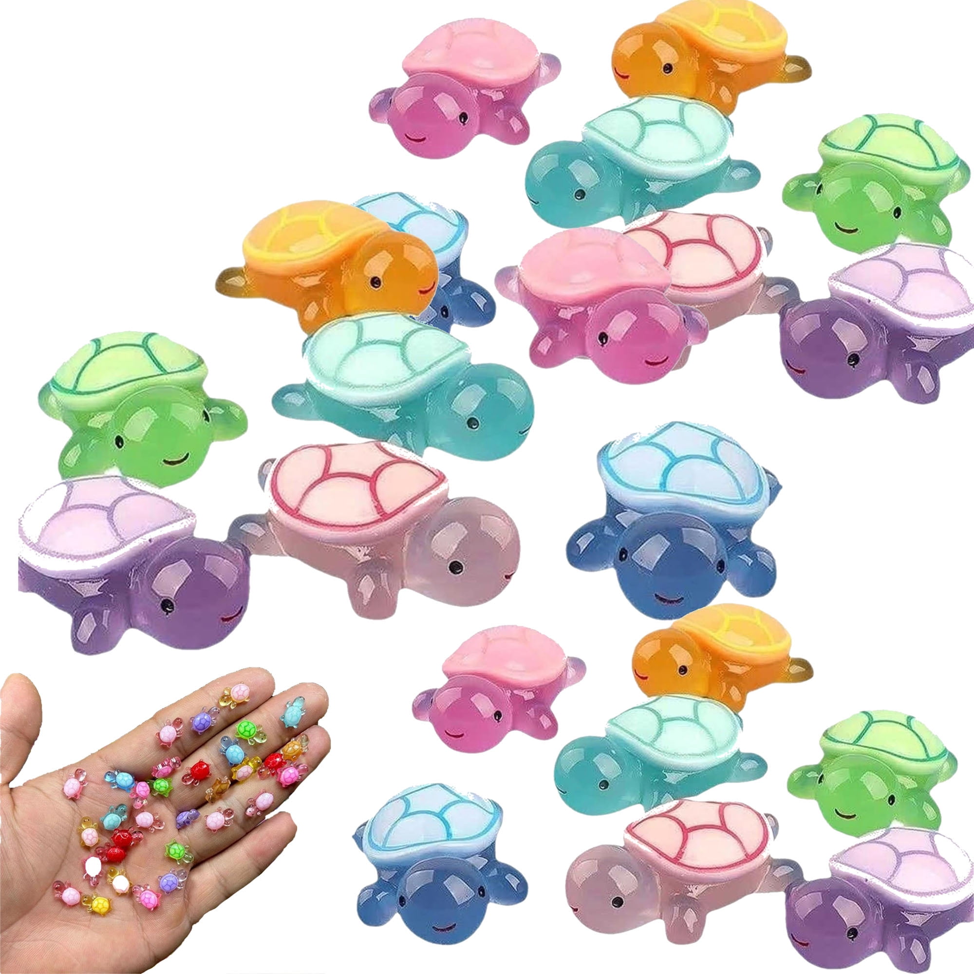 Mini Resin Animals Turtles Night Glow, Mini Animals Figures, 100PCS ...