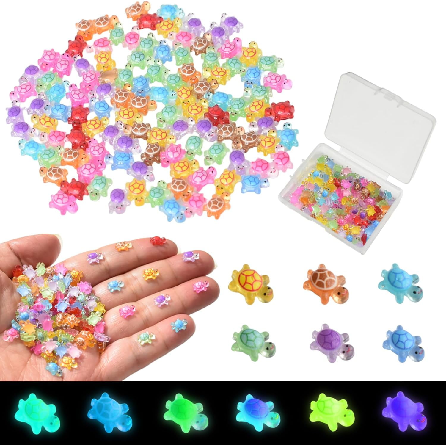 Mini Resin Turtles for Crafts Luminous Tiny Turtle for Fairy Garden ...