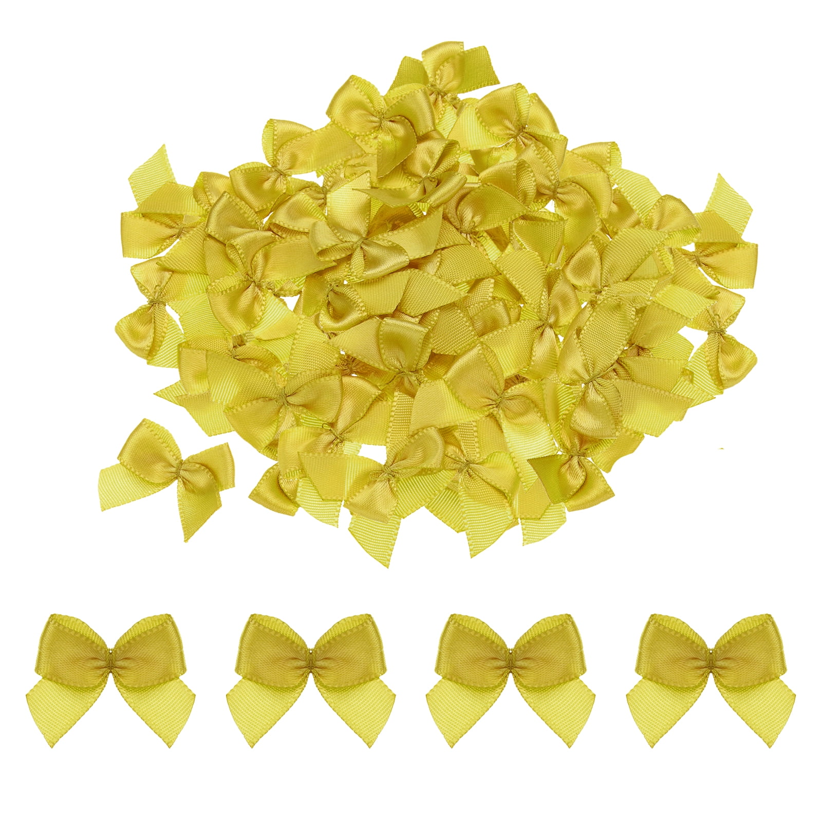 Uxcell 100Pcs Mini Ribbon Bow 1" Mini Fabric Satin Ribbon Flower Bows ...