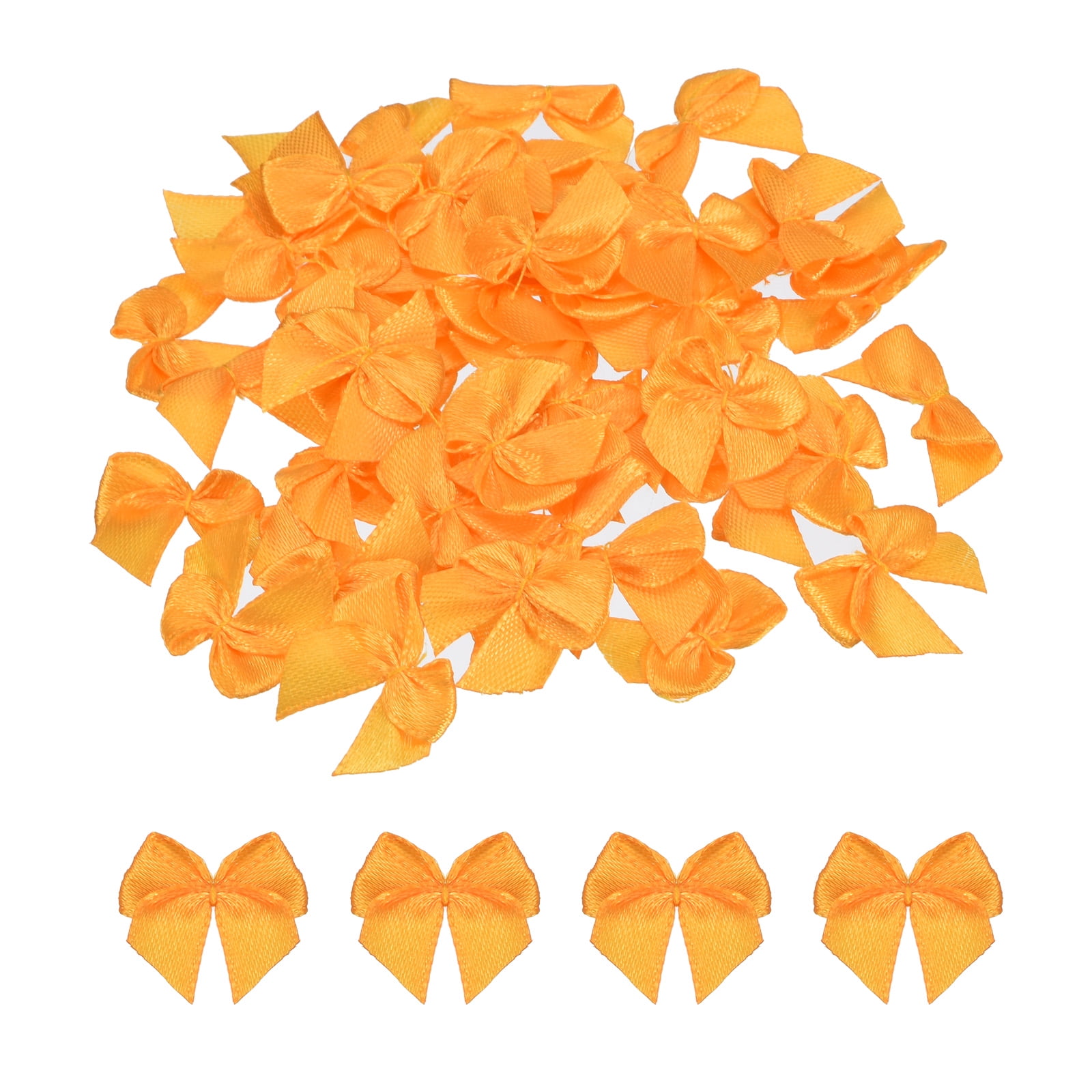Uxcell 100Pcs Mini Ribbon Bow 1" Mini Fabric Satin Ribbon Flower Bows ...
