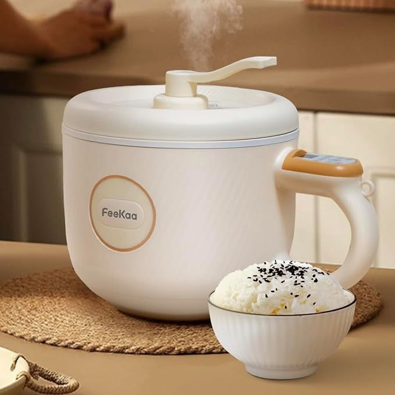Mini Rice Cooker 2 Cup, Feekaa Rice Cooker Small 1.2L, Small Removable ...