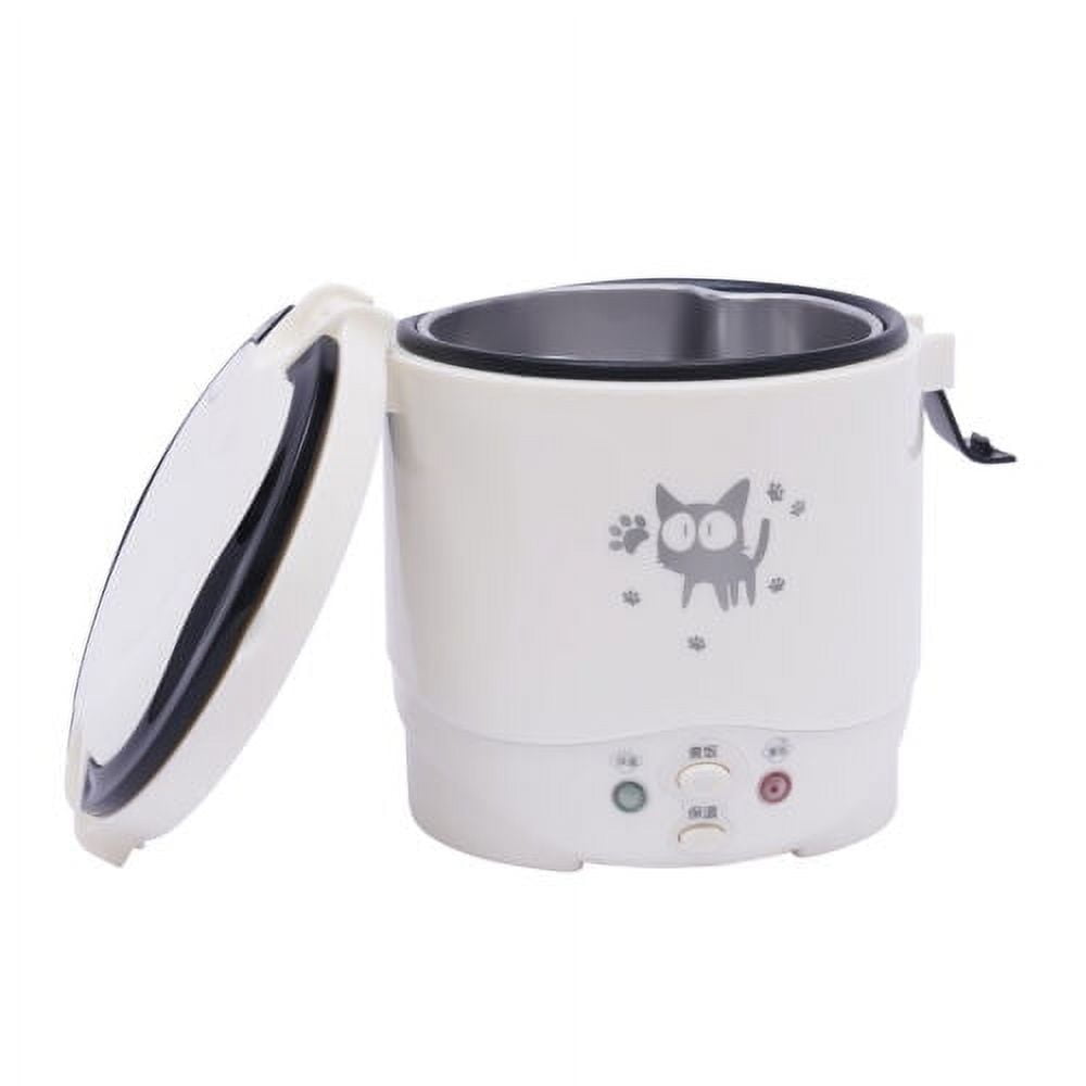 Mini Rice Cooker Portable White 1L Travel Rice Cooker Steamer w ...