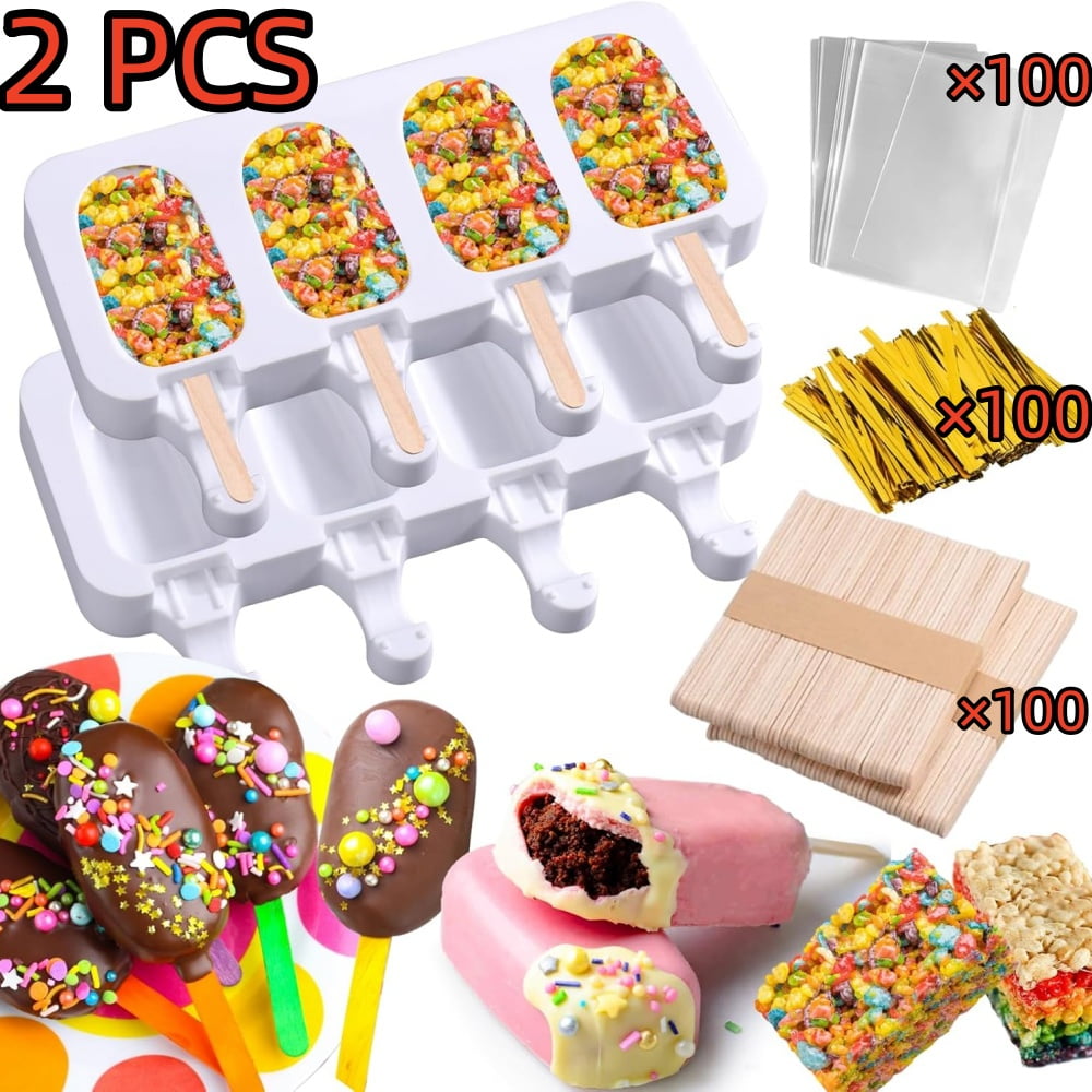 Mini Rice Snacks Molds, 2pcs 4-Cavity Cereal Bar Trays with 100 Craft ...