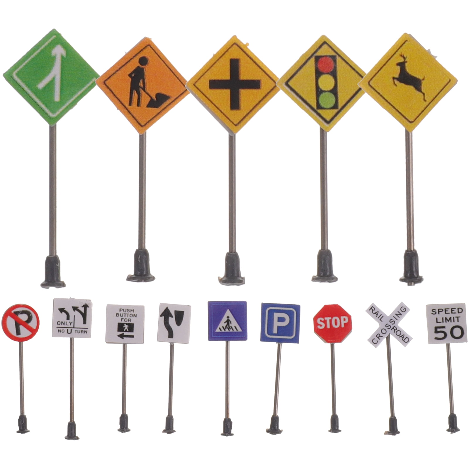 Mini Road Sign Street Signs Playset Traffic Scene Toy Toys Miniature ...